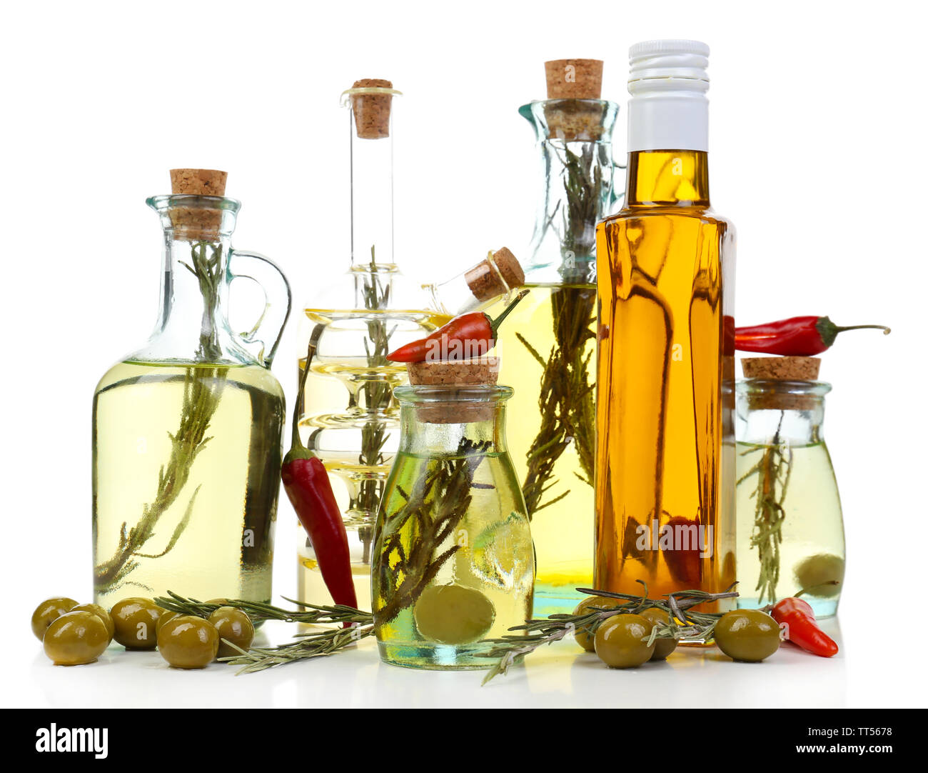 Different sorts of cooking oil, isolated on white Stock Photo - Alamy