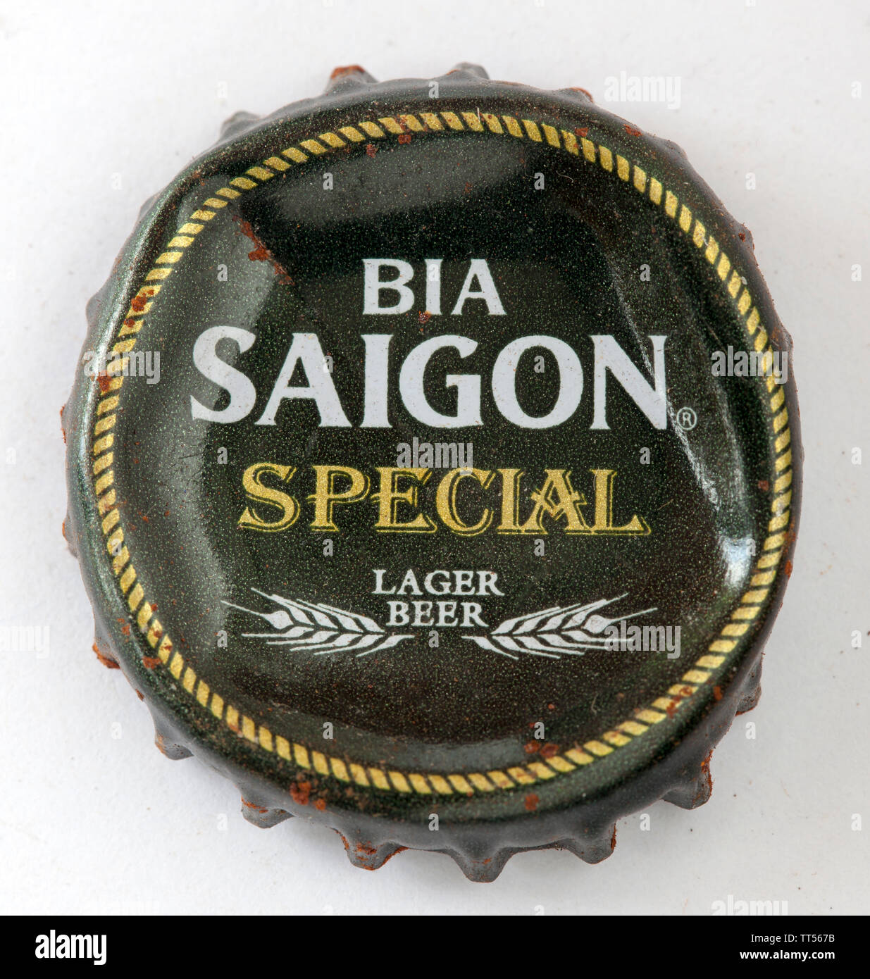Used Vietnamese SAIGON Beer Bottle Top Stock Photo - Alamy