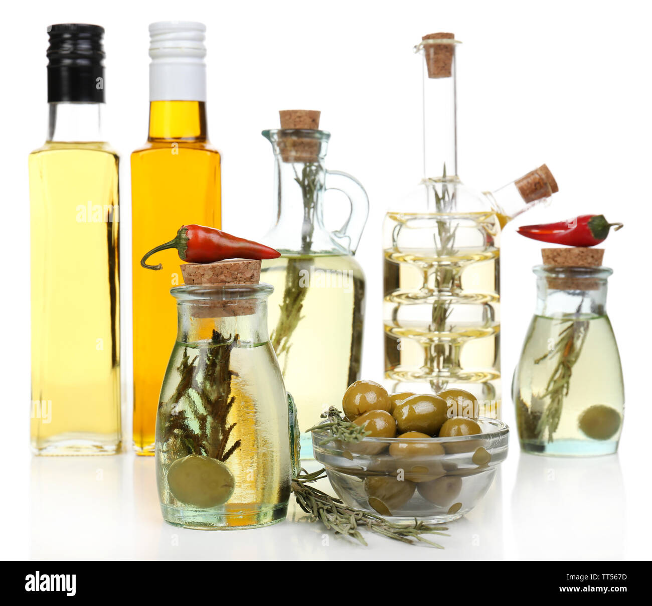 Different sorts of cooking oil, isolated on white Stock Photo - Alamy