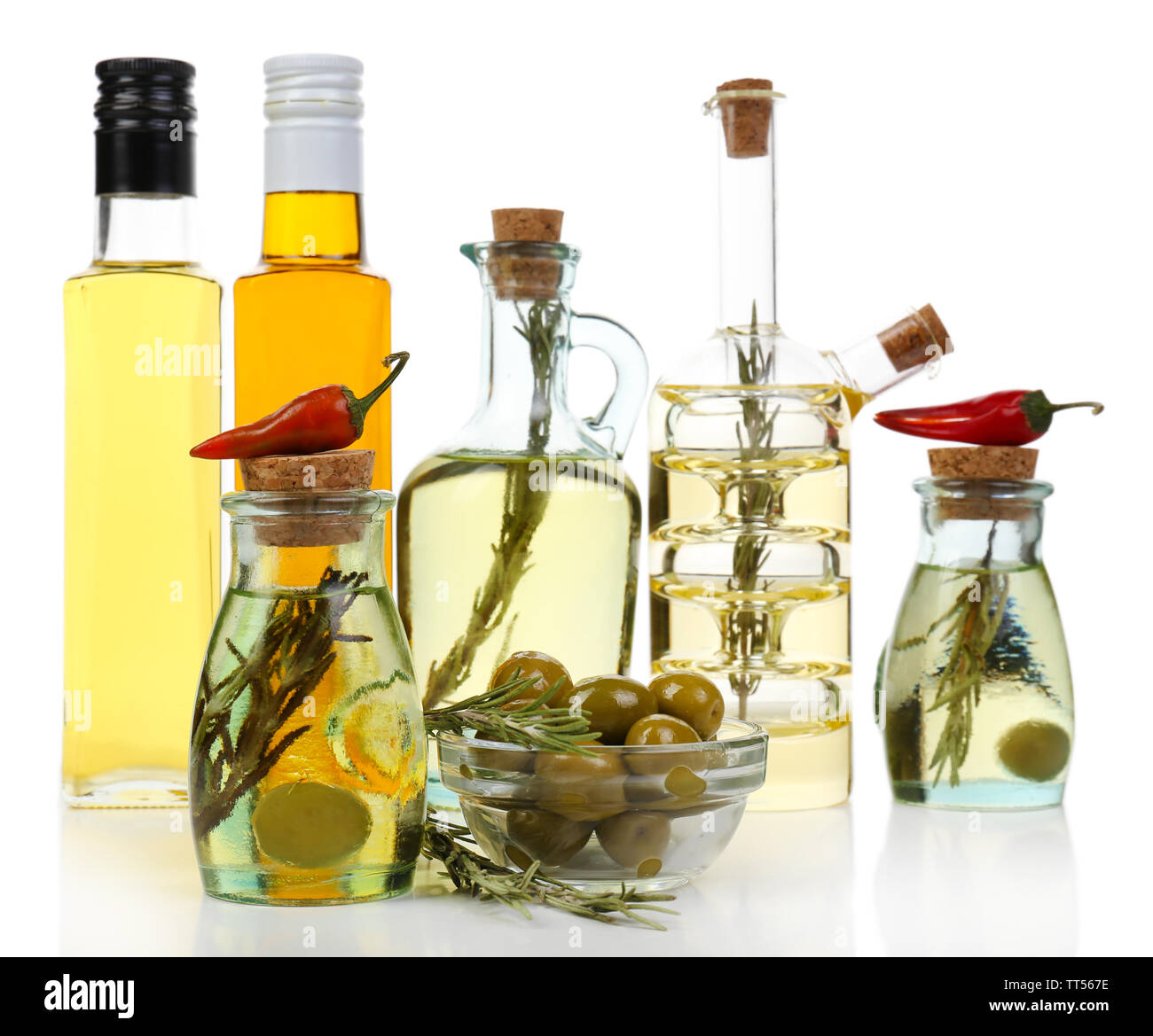 Different sorts of cooking oil, isolated on white Stock Photo - Alamy