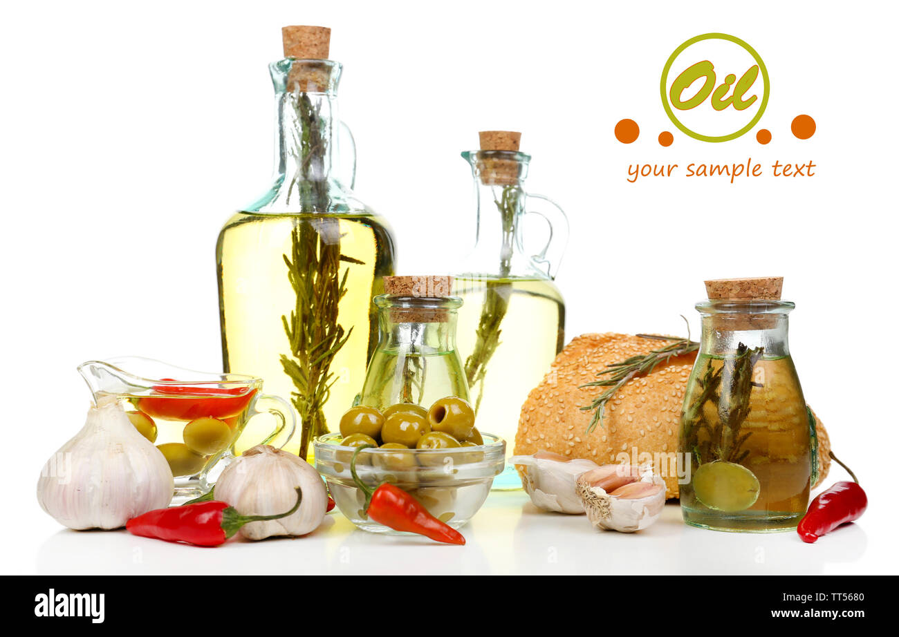 Different sorts of cooking oil, isolated on white Stock Photo - Alamy