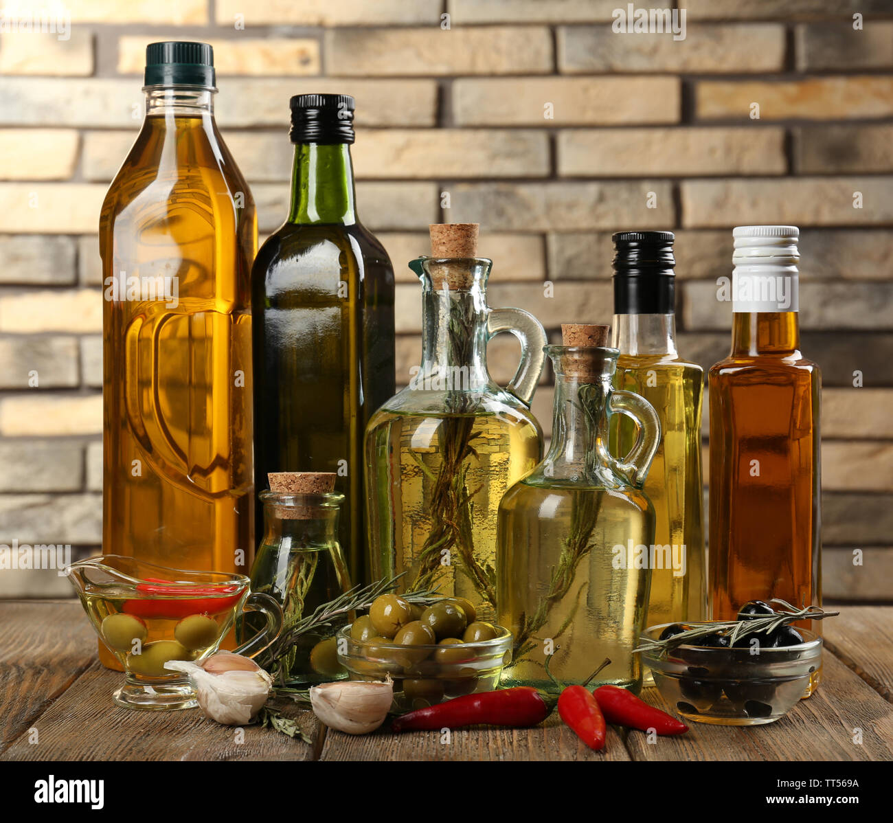 Different sorts of cooking oil, close-up Stock Photo - Alamy