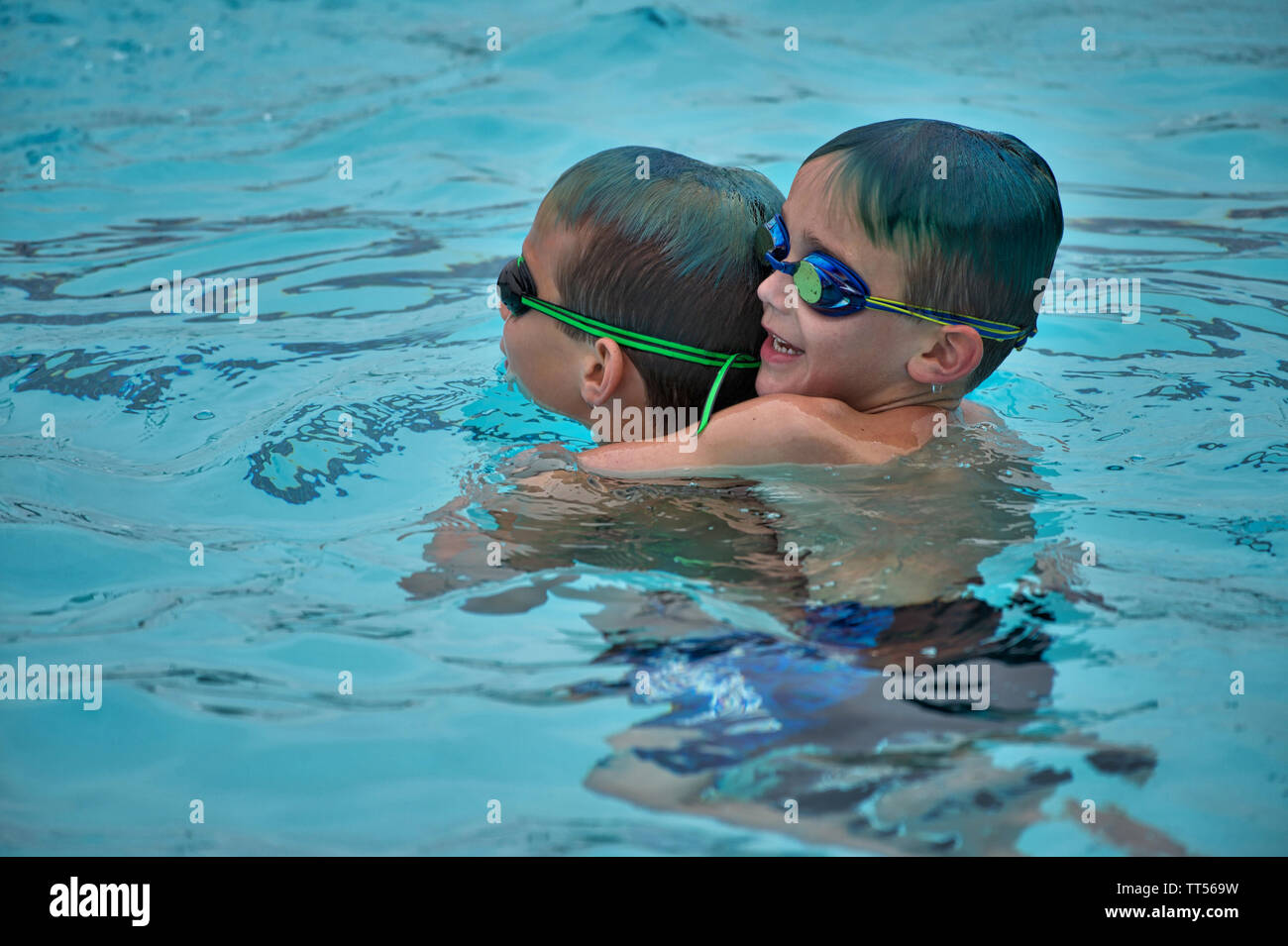 UNITED STATES - August 8, 2016: Franklin Park Pool swimmers enjoy the ...