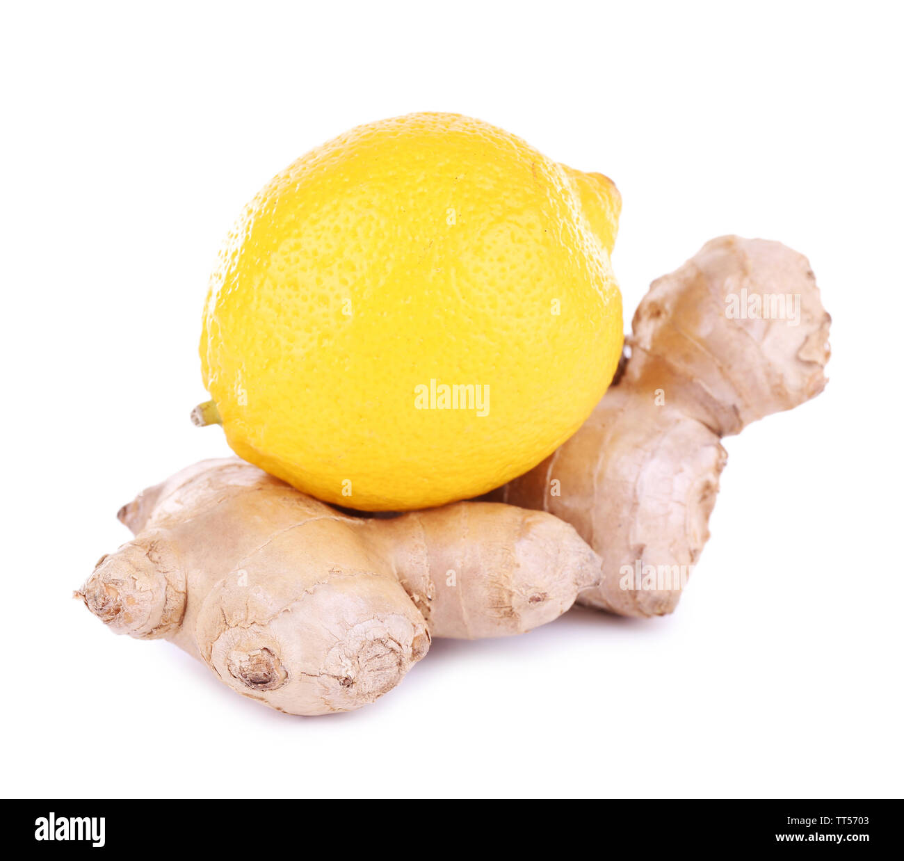 Ginger root and lemon isolated on white Stock Photo - Alamy