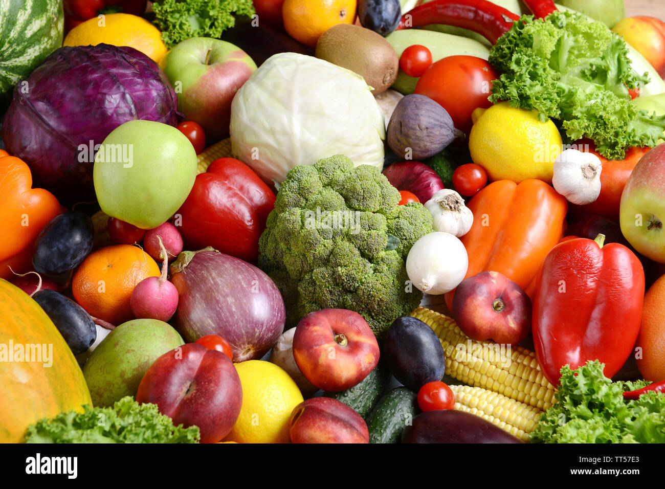 Fresh organic fruits and vegetables close-up Stock Photo - Alamy