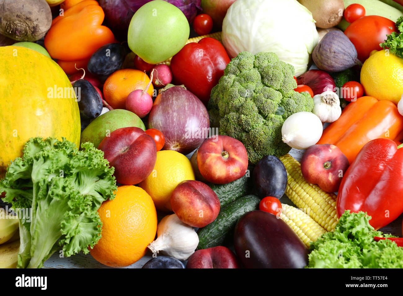 Fresh organic fruits and vegetables close-up Stock Photo - Alamy