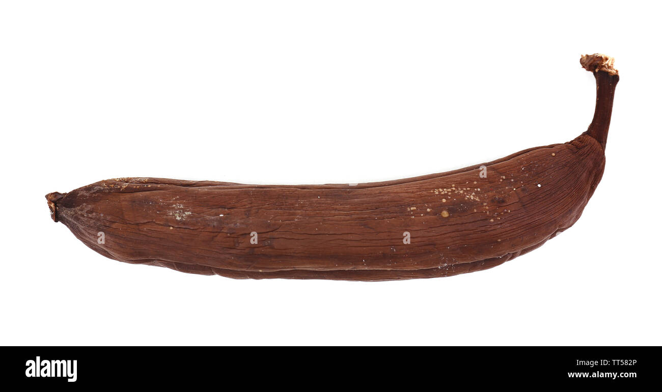 Black rotten banana isolated on white Stock Photo - Alamy
