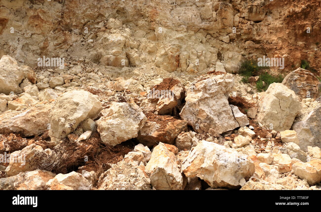 Danger falling rocks in Crete in Greece, Europe Stock Photo - Alamy