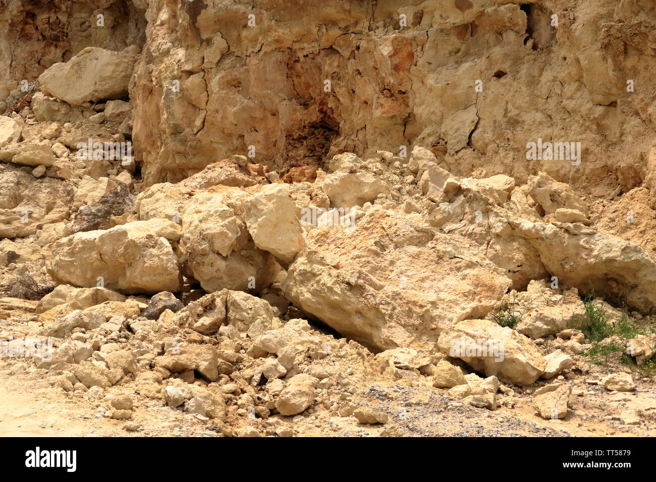 Danger falling rocks in Crete in Greece, Europe Stock Photo - Alamy