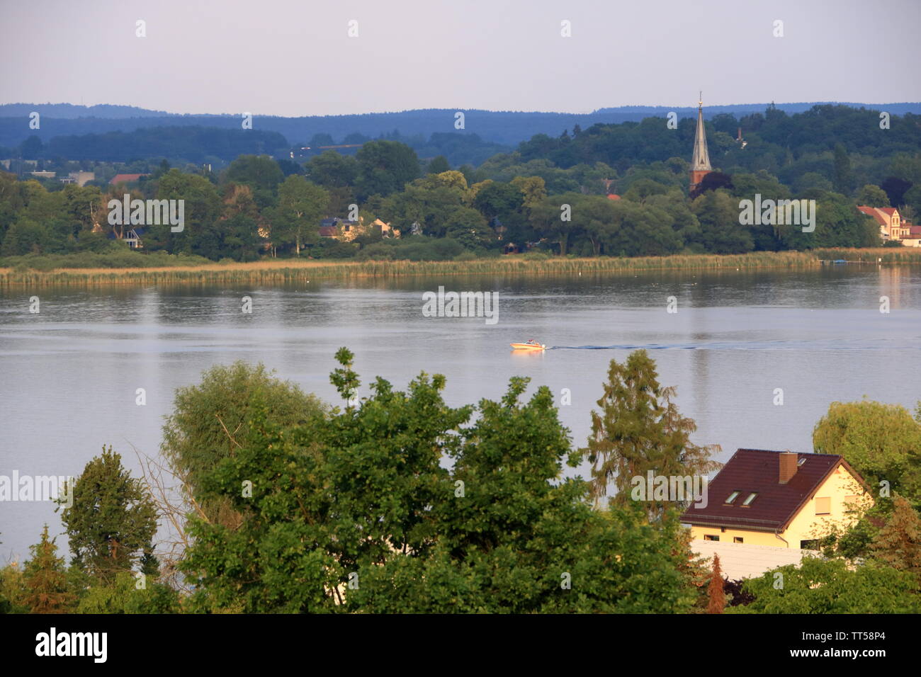 Lake voyage with a boat in Werder/Havel, Potsdam, Brandenburg in ...