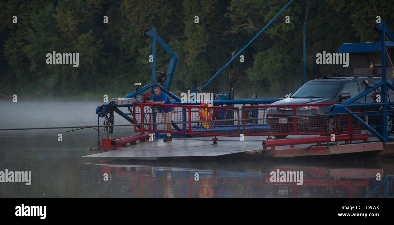 UNITED STATES - August 15, 2016: Josh Webster ferry operator at Whites ...