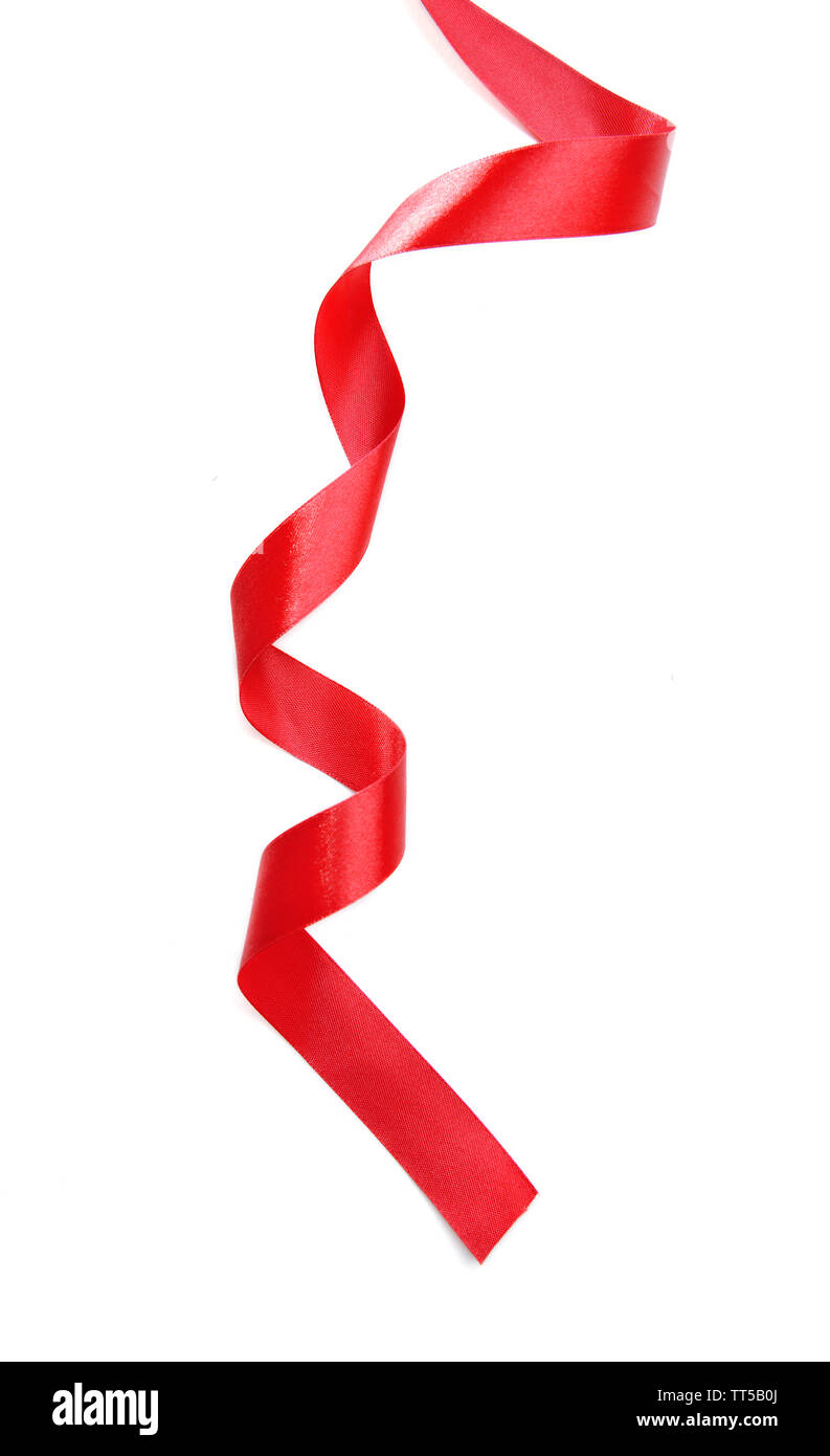 Shiny red ribbon isolated on white Stock Photo - Alamy