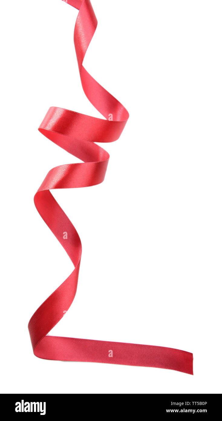 Shiny red ribbon isolated on white Stock Photo - Alamy