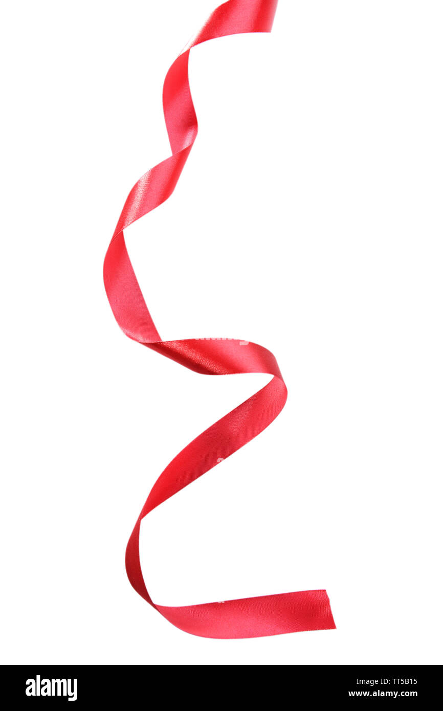 Shiny red ribbon isolated on white Stock Photo - Alamy