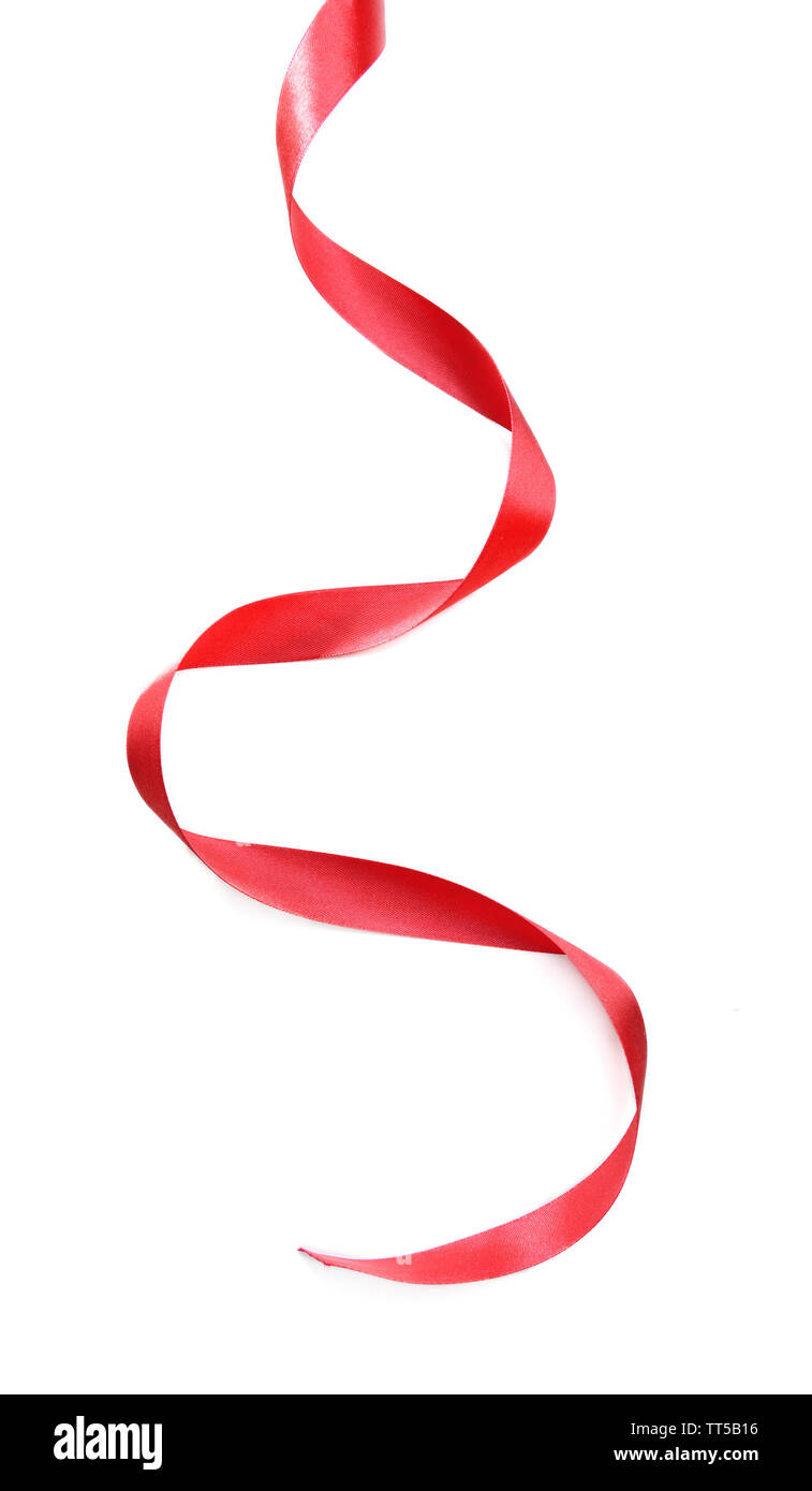 Shiny red ribbon isolated on white Stock Photo - Alamy