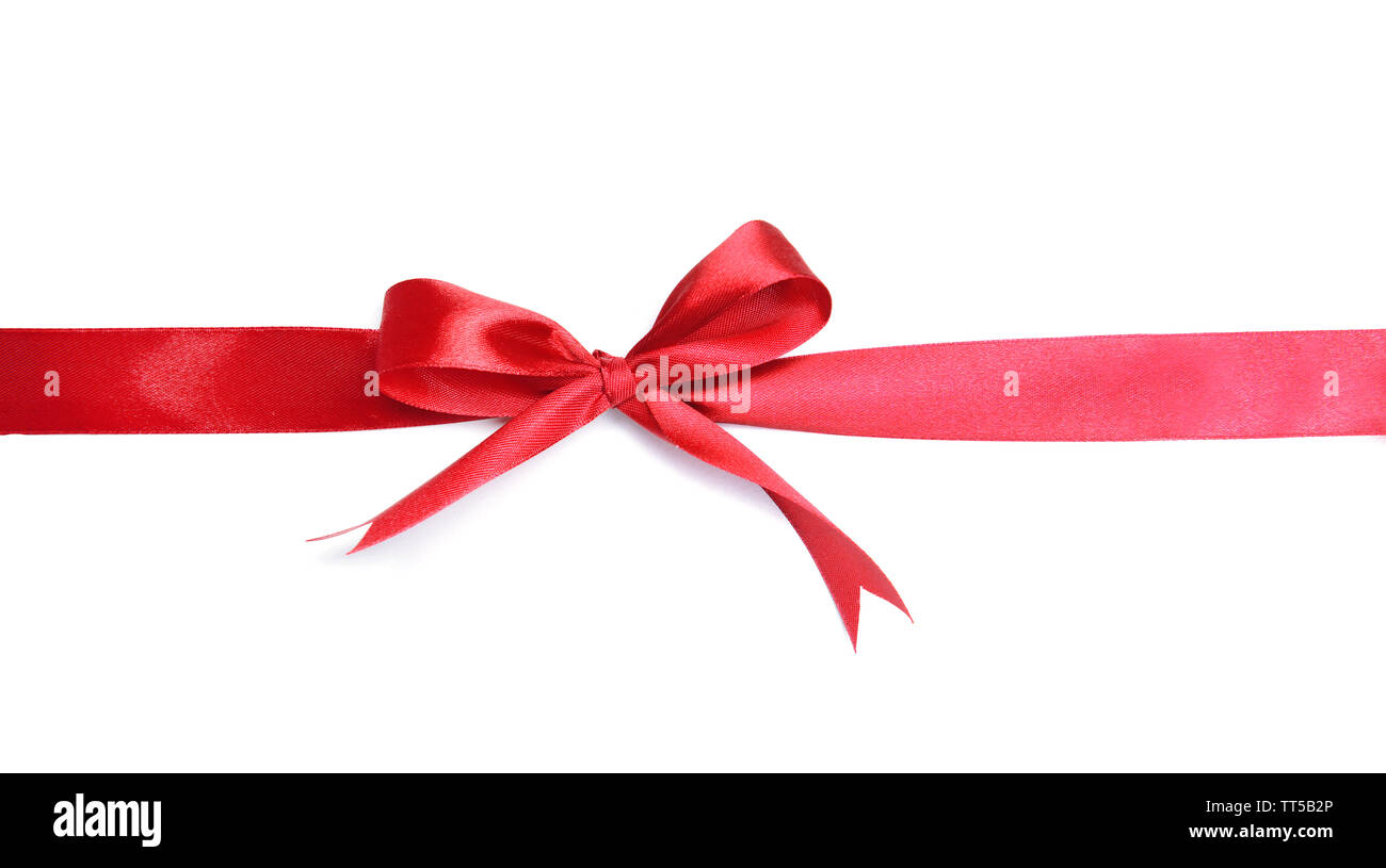 Shiny red ribbon with bow isolated on white Stock Photo - Alamy