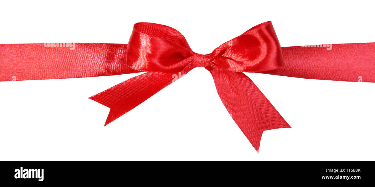 Shiny red ribbon with bow isolated on white Stock Photo - Alamy