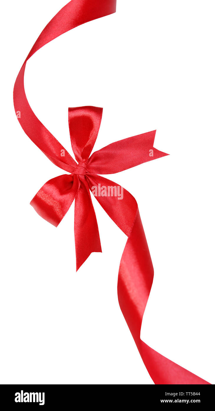 Shiny red ribbon with bow isolated on white Stock Photo - Alamy
