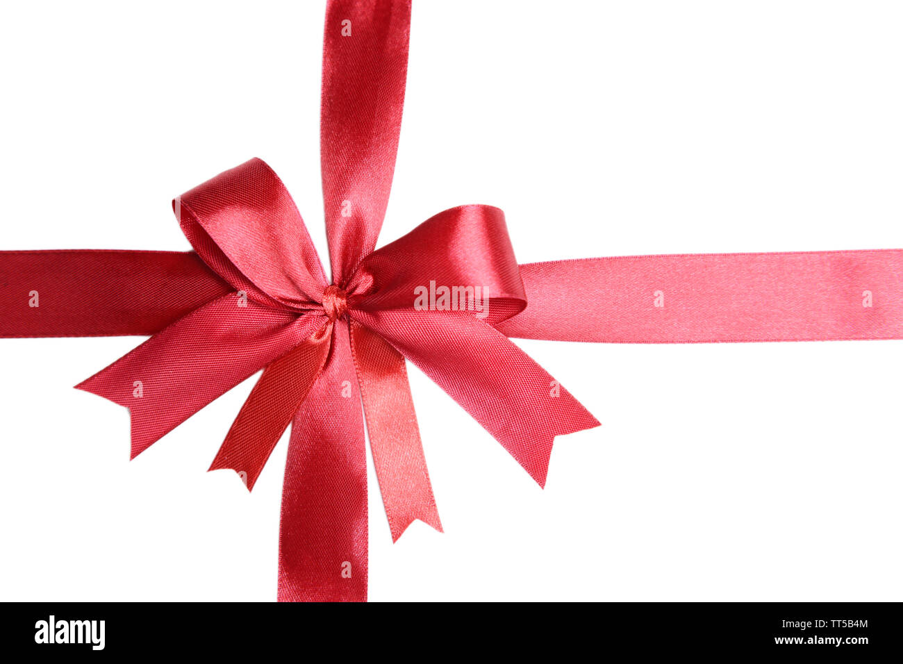 Shiny red ribbon with bow isolated on white Stock Photo - Alamy