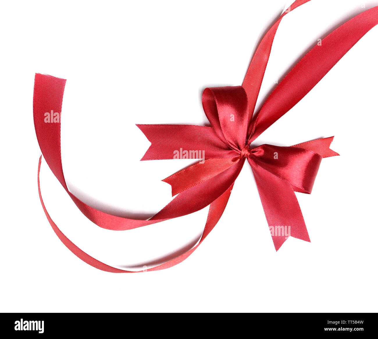 Shiny red ribbon with bow isolated on white Stock Photo - Alamy