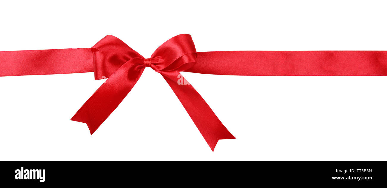 Shiny red ribbon with bow isolated on white Stock Photo - Alamy