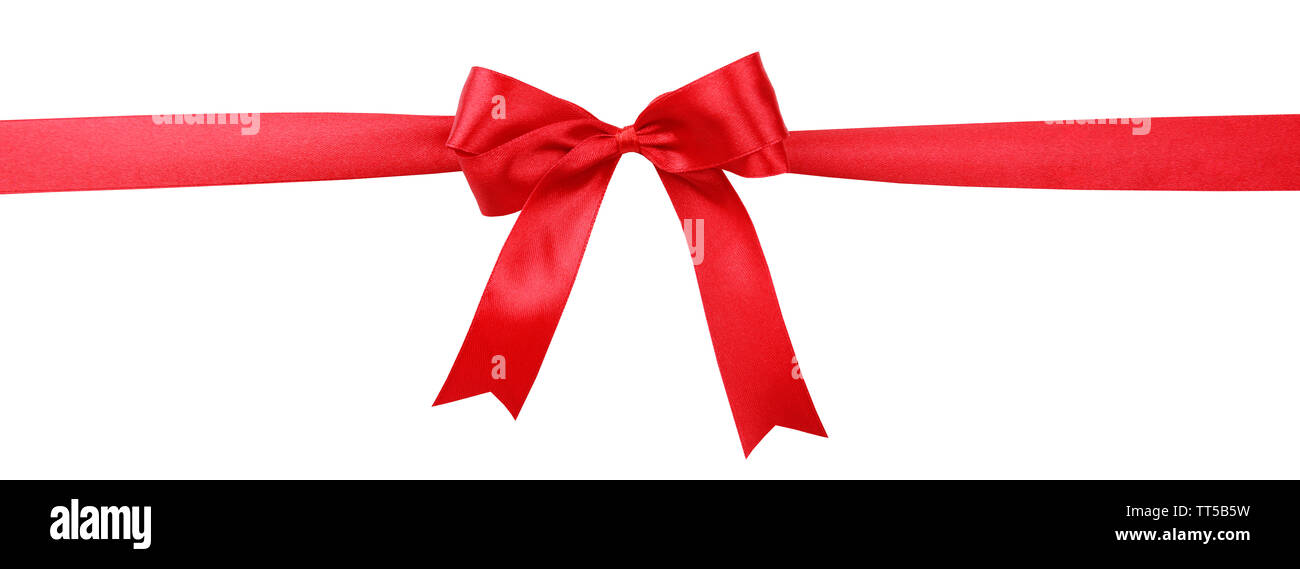 Shiny red ribbon with bow isolated on white Stock Photo - Alamy