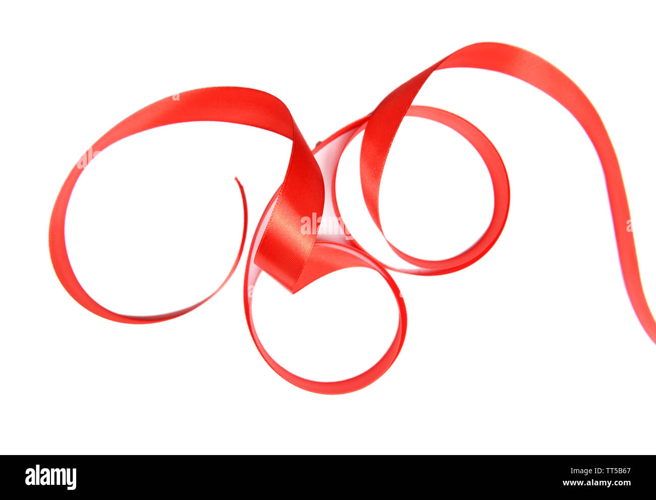 Shiny red ribbon isolated on white Stock Photo - Alamy