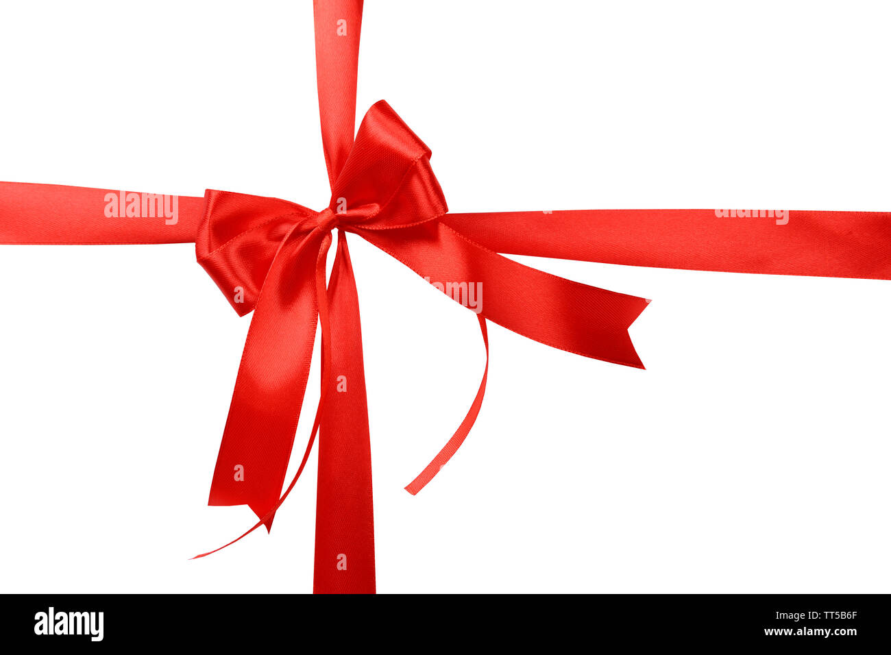 Shiny red ribbon with bow isolated on white Stock Photo - Alamy