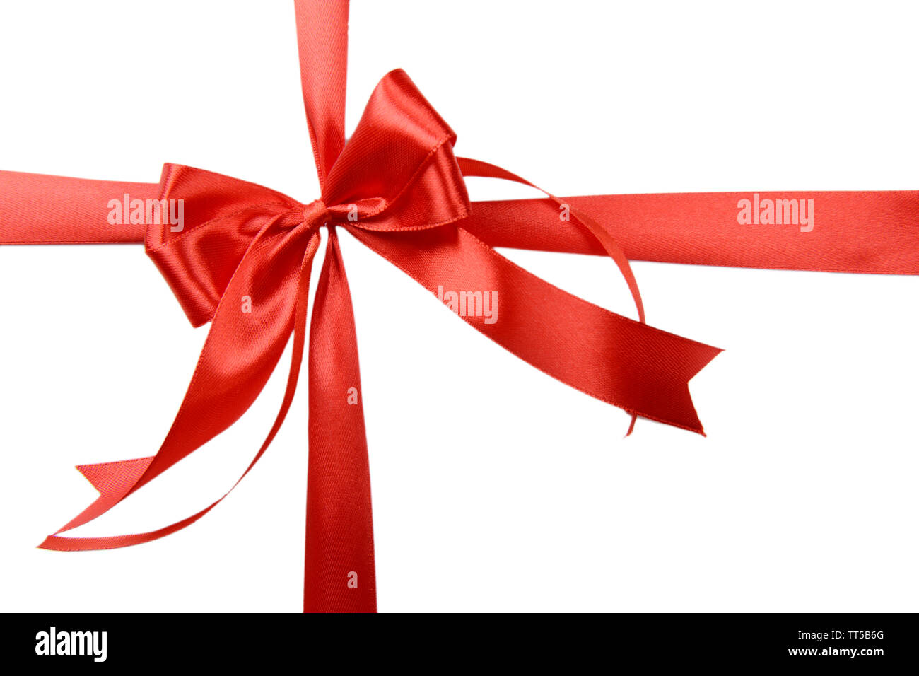 Shiny red ribbon with bow isolated on white Stock Photo - Alamy