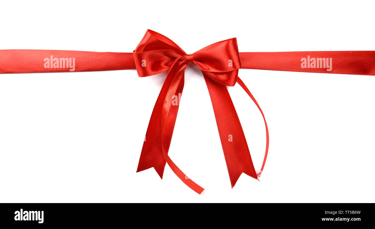Shiny red ribbon with bow isolated on white Stock Photo - Alamy