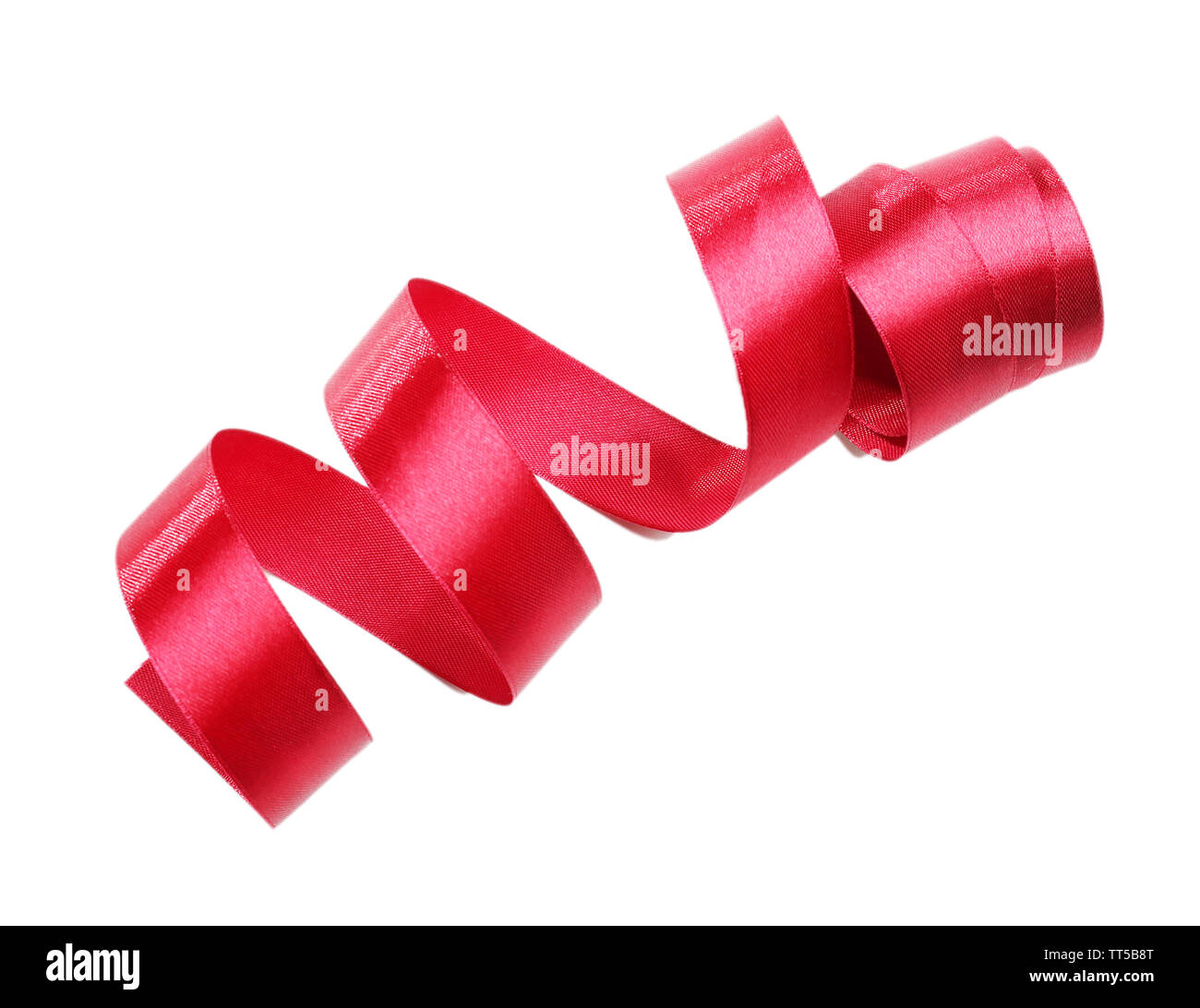 Shiny red ribbon isolated on white Stock Photo - Alamy