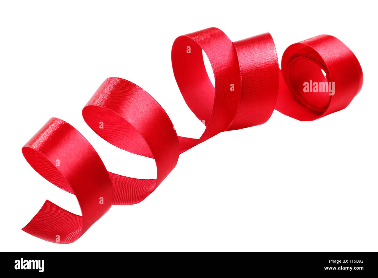 Shiny red ribbon isolated on white Stock Photo - Alamy