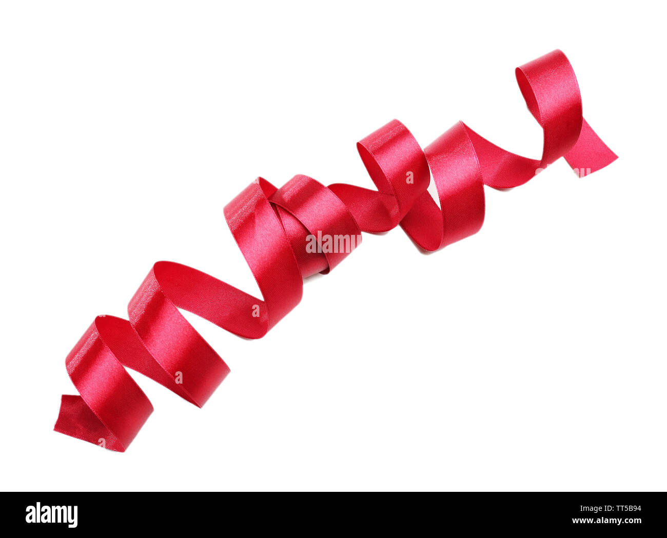 Shiny red ribbon isolated on white Stock Photo - Alamy
