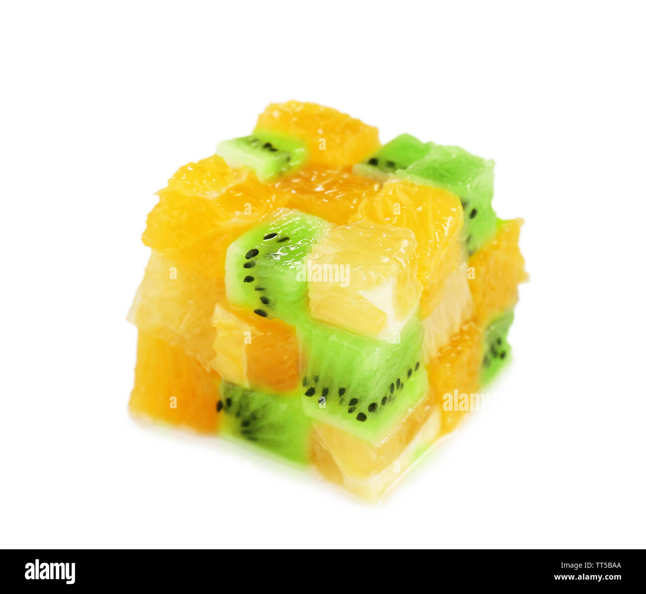 Healthy eating. Cube made of fruits, isolated on white Stock Photo - Alamy