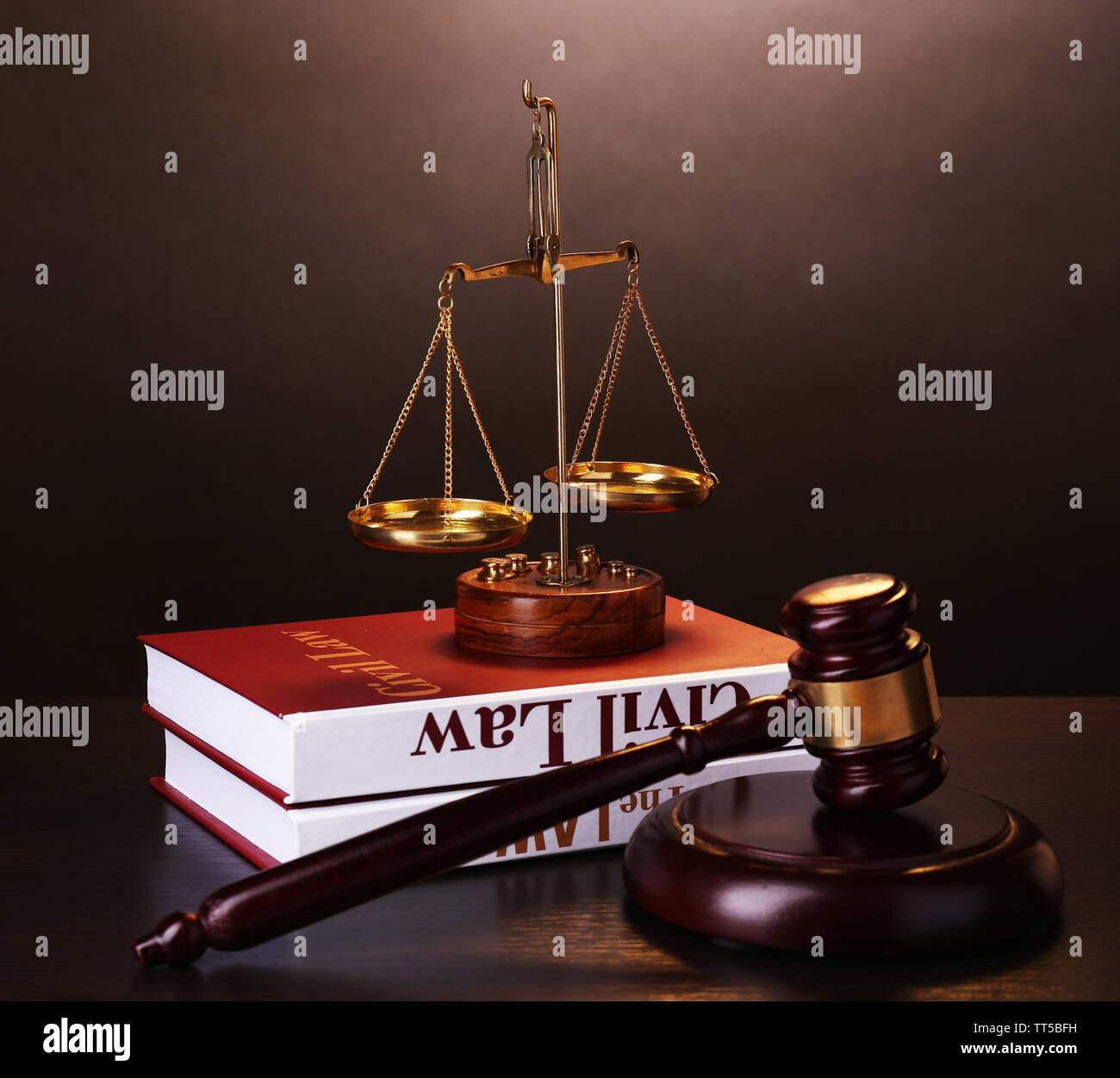 Books of Law on table on grey background Stock Photo - Alamy