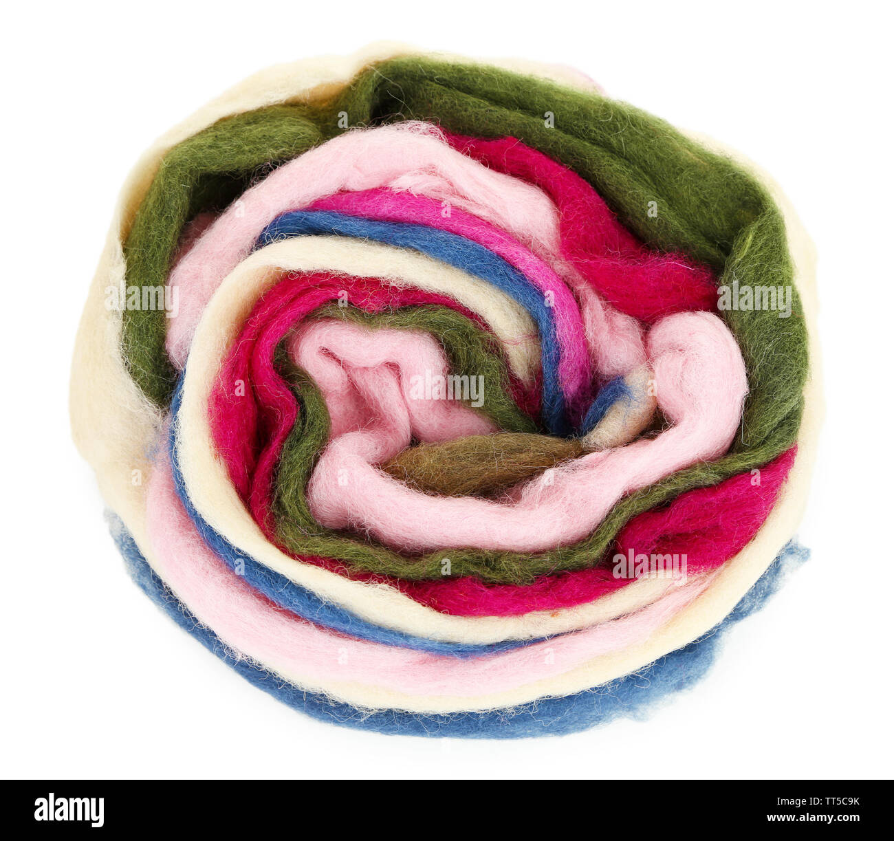 Multicolored wool for felting isolated on white Stock Photo - Alamy