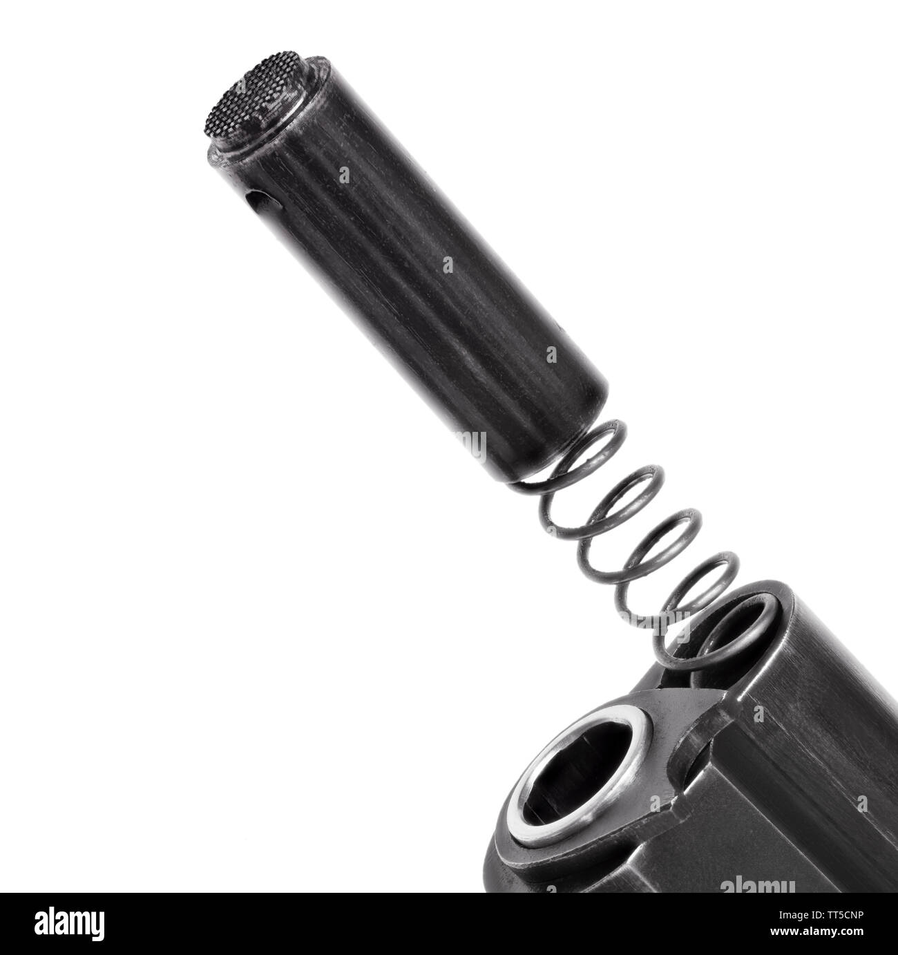 Spring and spring plug on a 1911 isolated on white Stock Photo - Alamy