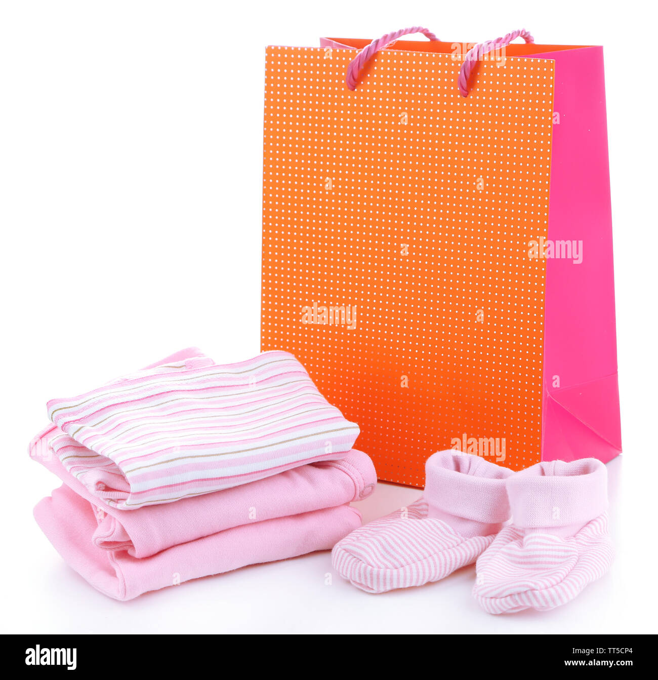 Baby clothes and gift bag isolated on white Stock Photo - Alamy