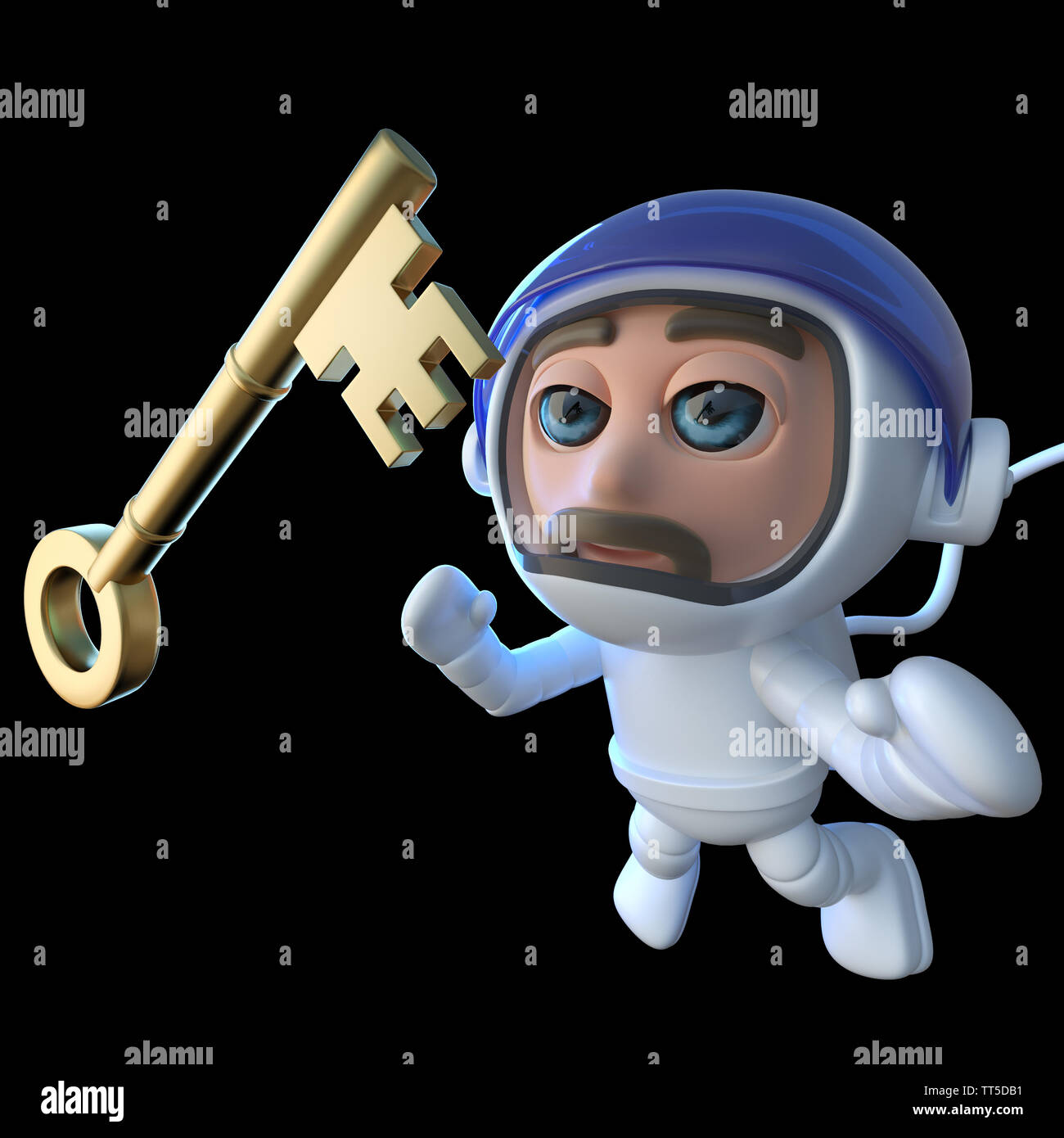 3d render of a funny cartoon spaceman astronaut character chasing a ...