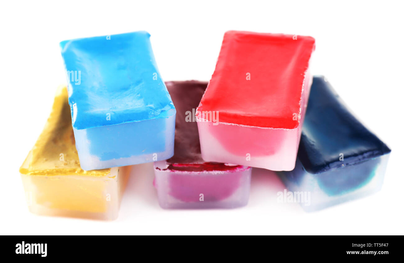 Watercolor paint cubes isolated on white Stock Photo - Alamy