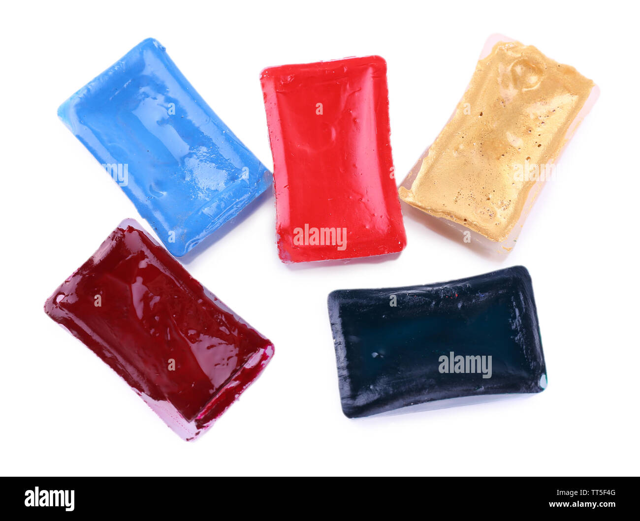 Watercolor paint cubes isolated on white Stock Photo - Alamy