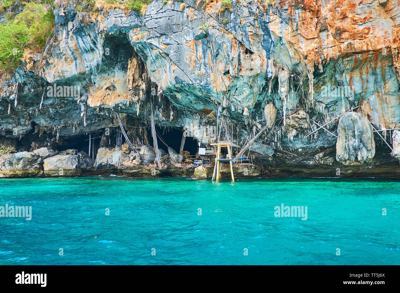 The site of limestone Tham Phaya Nak or the Viking Cave, located under ...