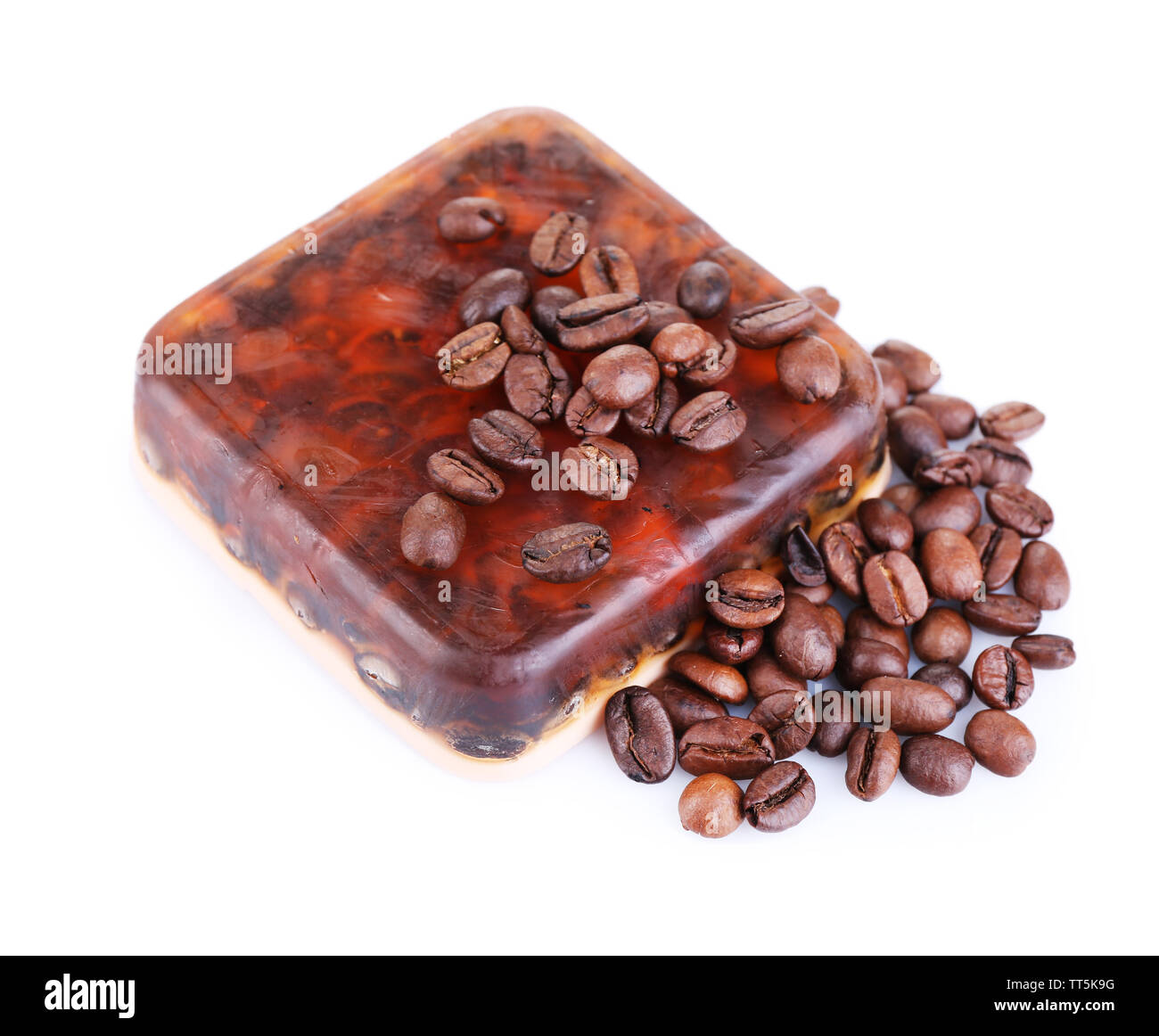Organic soap with coffee beans, isolated on white Stock Photo - Alamy