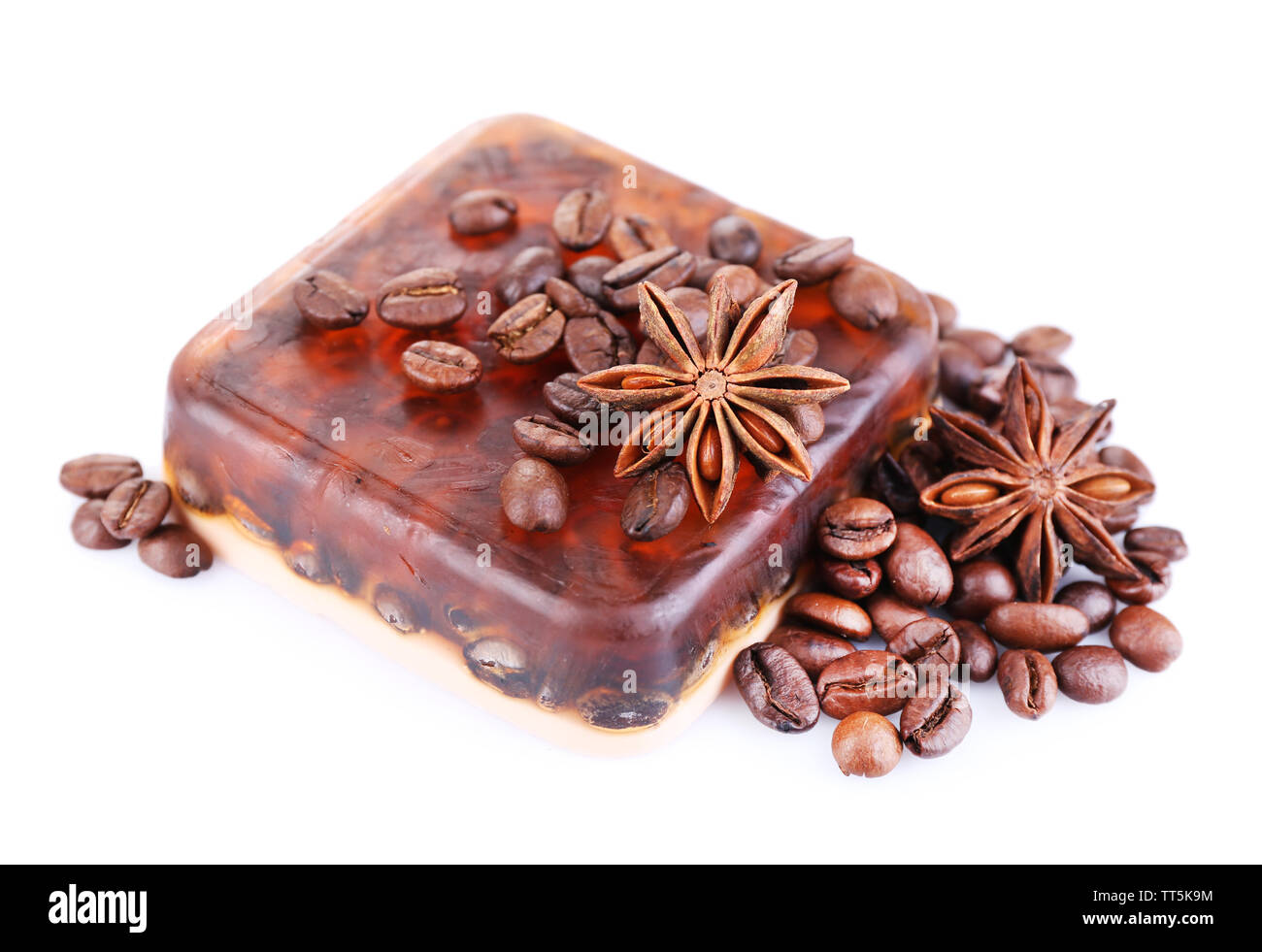Organic soap with coffee beans, isolated on white Stock Photo - Alamy