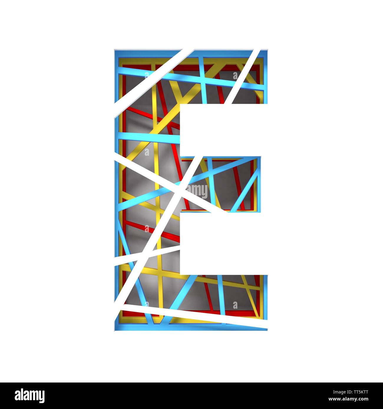 Colorful paper cut out font Letter E 3D render illustration isolated on ...