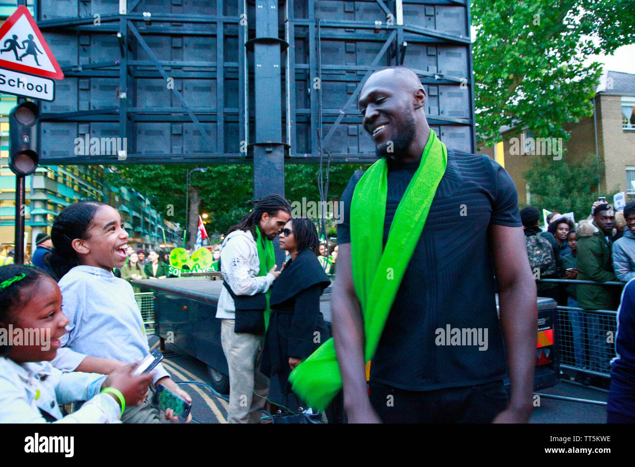 Rapper Stormzy attends the second anniversary of the Grenfell Fire ...