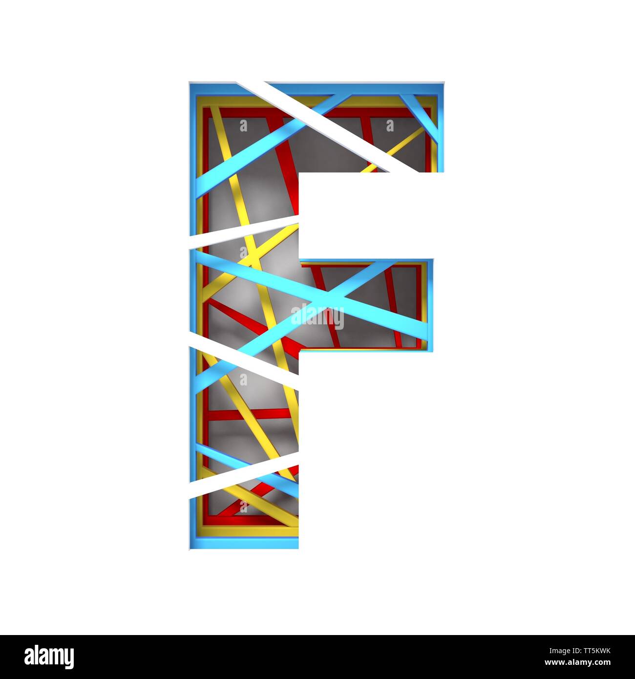 Colorful paper cut out font Letter F 3D render illustration isolated on ...
