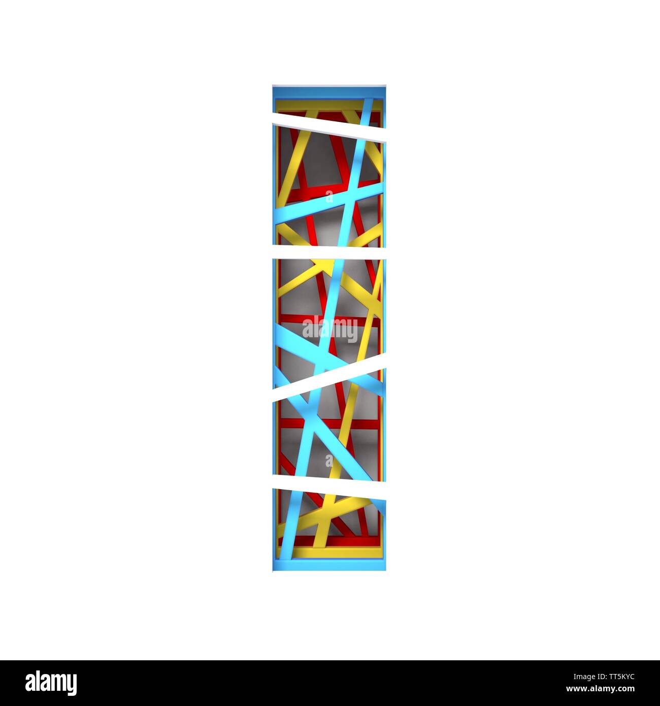Colorful paper cut out font Letter I 3D render illustration isolated on ...
