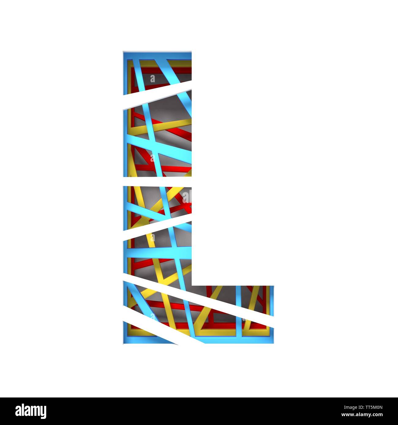 Colorful paper cut out font Letter L 3D render illustration isolated on ...
