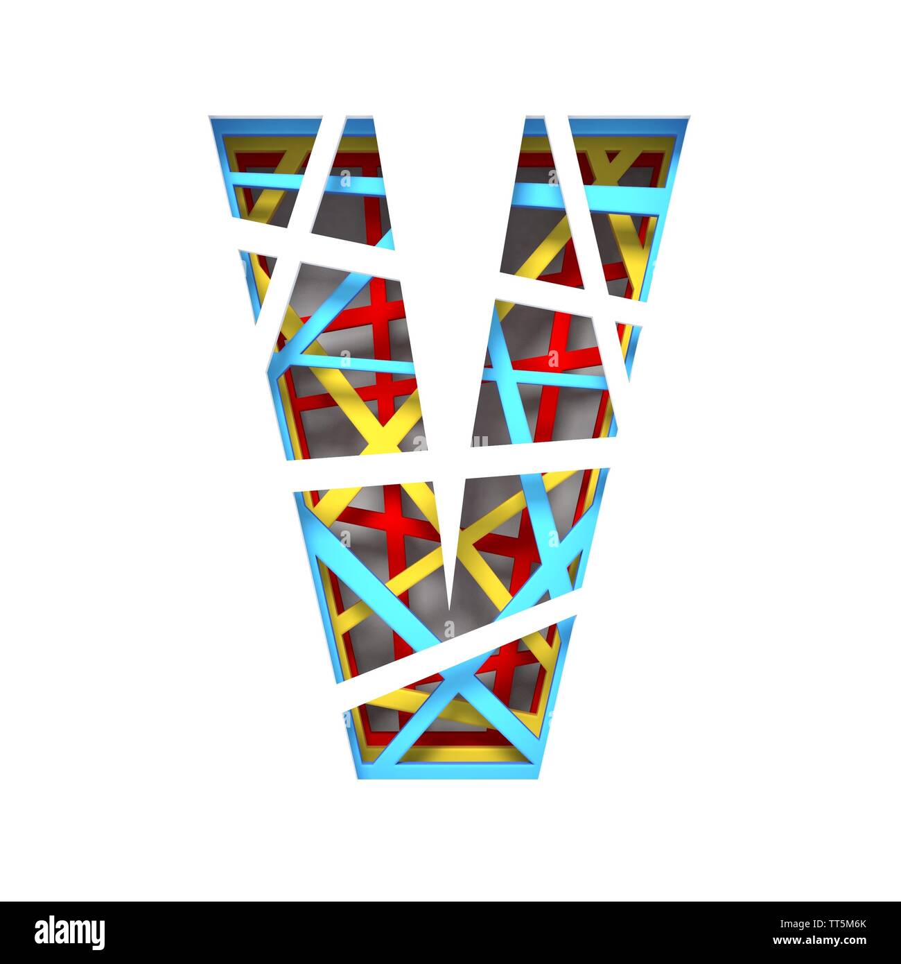 Colorful paper cut out font Letter V 3D render illustration isolated on ...
